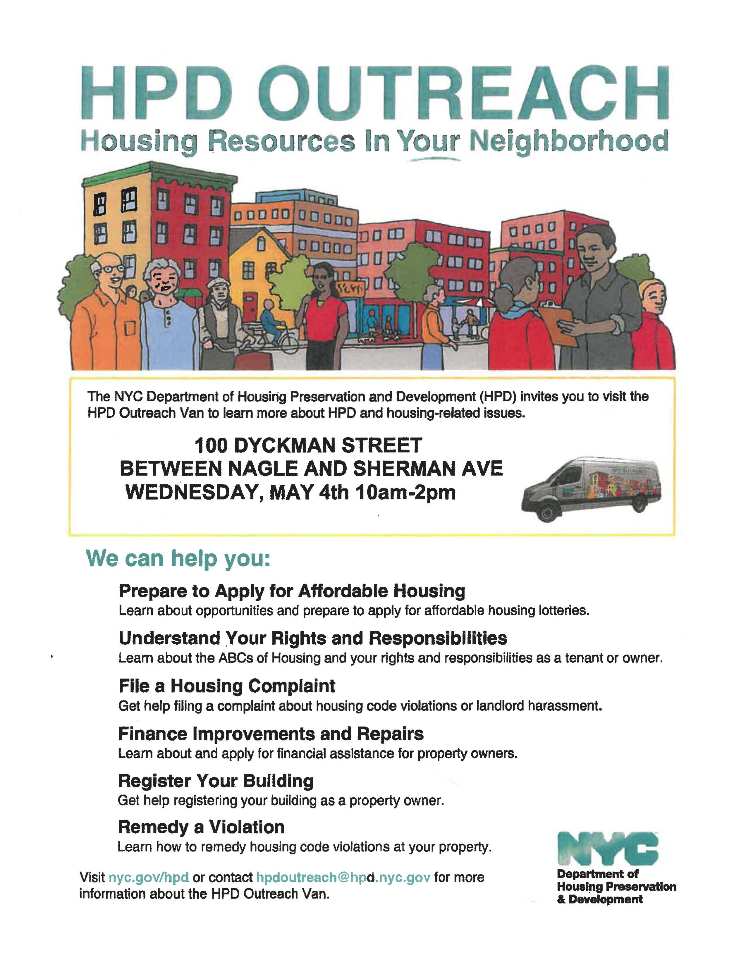 HPD Outreach Van in Inwood | Events | City of New York