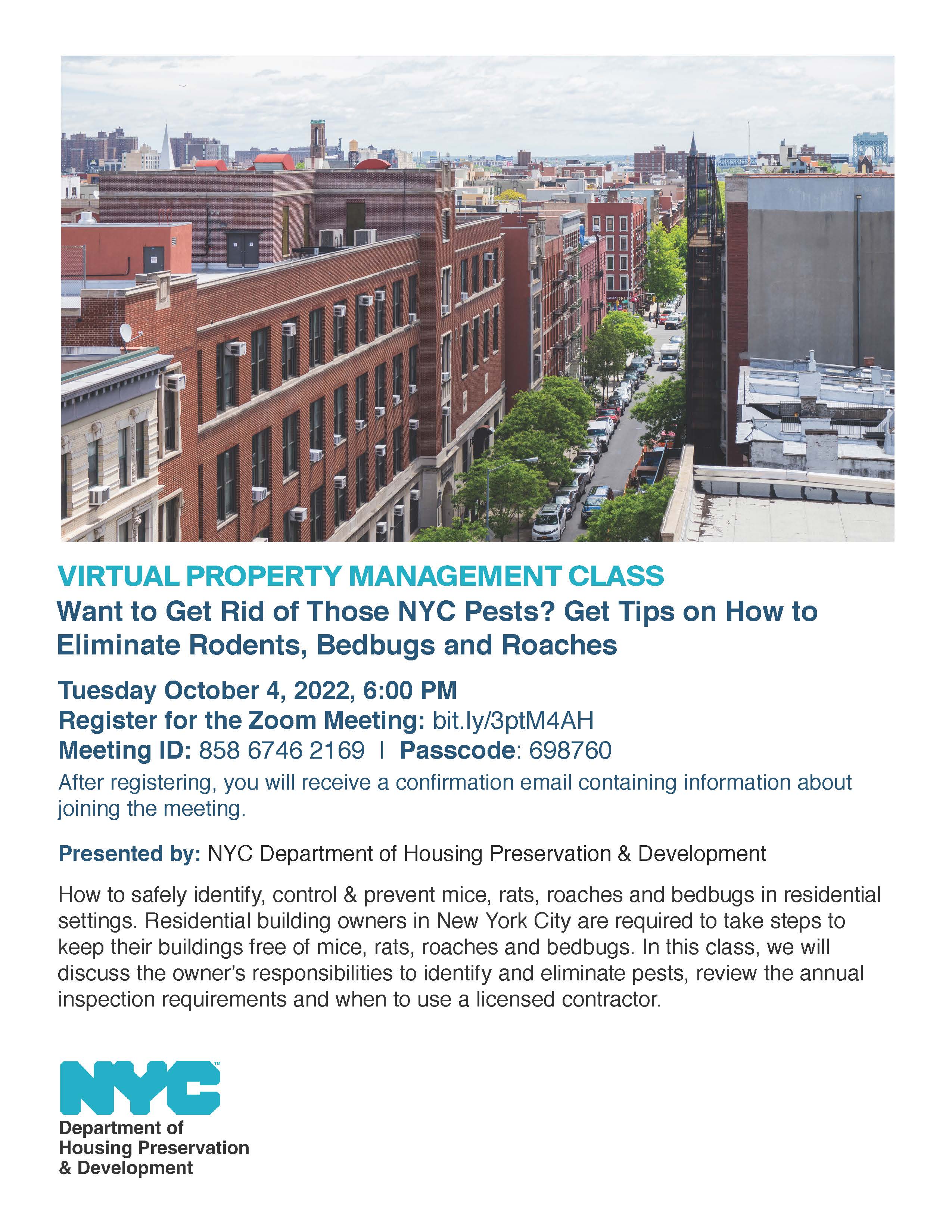 Virtual Property Management Class | Events | City of New York