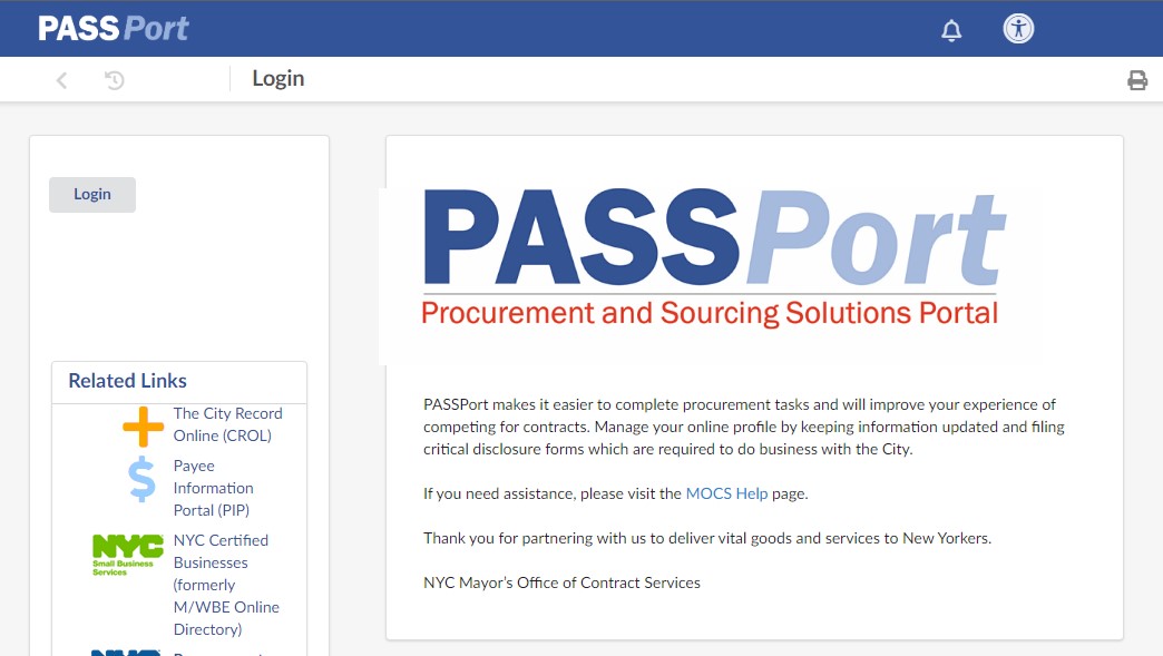 Create a PASSPort Account | MOCS