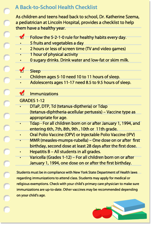 A Back to School Healthier Checklist